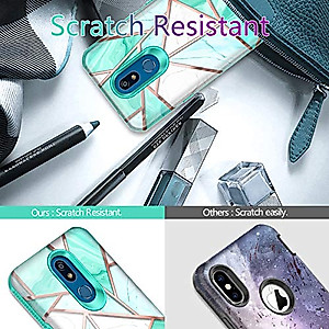 Hekodonk for LG K40/ LG K12 Plus/LG X4 (2019)/LMX4 Case Built in Screen Protector Heavy Duty High Impact PC TPU Full Body Protective Shockproof Anti-Scratch Cover for LG K40 -Marble Mint