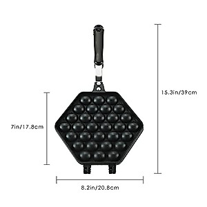 MYFULLY Bubble Waffle Maker Pan | Egg Bubble Pan Aluminum Alloy Eggettes Pan Double-sided Bubble Waffle Maker For Home Kitchen Use