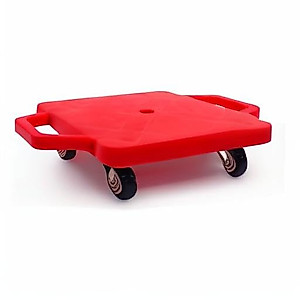 Kids Sitting Scooter Board with Universal Wheels Safety Plastic Scooter for Kids Ages 6-12 Manual Sport Scooters with Handles for Gym Class (Red)