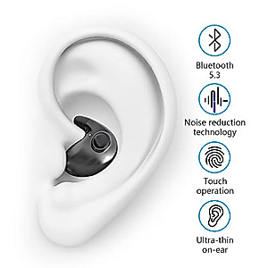 Invisible Sleep Wireless Earphone Ipx5 Waterproof Sense-Free Double Noise Cancelling Bluetooth Headphones, 2023 New Wear Bluetooth 5.3 Touch Control Waterproof Sport Running Earring Earphone (Black)