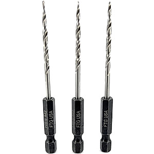FTG USA Tapered Countersink Drill Bit Set 3 Pc #4 (7/64") Tapered Drill Bit Replacement, Countersink Bit Same Size for Wood Countersink Drill Bits