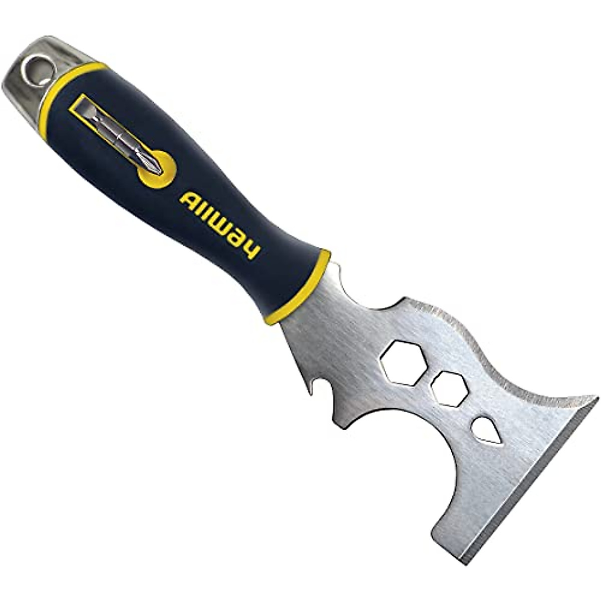ALLWAY DSXG16 Soft Grip 16-in-1 Painter's Multi Tool with Hammer End and 2 Screwdriver Bits