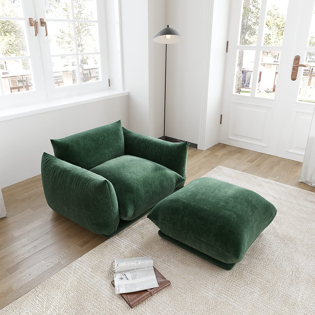 TIFLON Modular Sectional Sofa,50inch Minimalist Sofa Couch,Convertible Couch, Chenilleyarn 1 Seat Modern Living Room Sofa Sets for Office House-Green