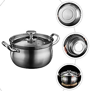 SHERCHPRY Induction Stock Pot Stainless Steel Saucepan with Glass Lid Classic Cookware Sauce Pan Cooking Pot for Boiling Milk Sauce Gravies Pasta Noodles 24CM Stainless Steel Stock Pot