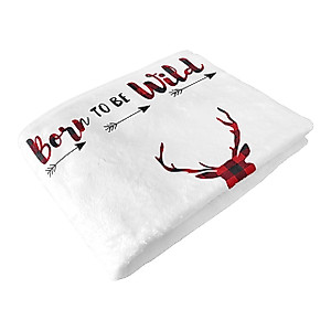 Sweet Jojo Designs Woodland Buffalo Plaid Boy Milestone Blanket Monthly Newborn First Year Growth Mat Baby Shower Memory Keepsake Gift Picture - Red Black Rustic Country Deer Lumberjack Arrow Forest