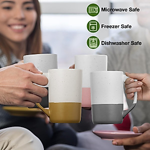 Large Ceramic Coffee Mug Set of 4, 16 oz Tea Cups with Handle, Porcelain Mug for Latte, Hot Tea, Cappuccino, Milk, Cocoa, Microwave & Dishwasher Safe Cups for Men Women Mug Lovers, Housewarming Gift