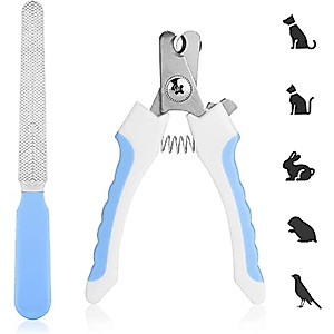 ID Pets Nail Clippers with Safety Guard to Avoid Over-Cutting, Safe Professional Grooming Tool for Dog & Cat (Blue)