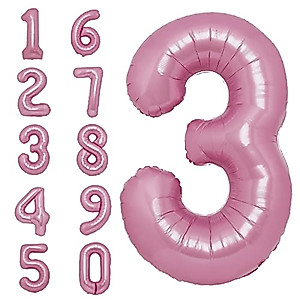Huge Macaron Pink Number 3 Balloon Pink 3rd Birthday Party Supplies Decors for Girl Giant 3 Balloon 3 Years Old Balloon Anniversary Party Decors Digital Balloons Decor Theme Party Supplies Photo Shoot
