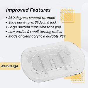 MadeGlad Lazy Susan Turntable for Refrigerator, 16”x11” Clear Rectangular Slide Out and 360° Rotating Organizer Food Storage for Fridge, Pantry, Cabinet, Countertop