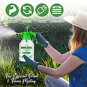 Garden Sprayer, ⅜ Gallon Pump Sprayer, 1.5L Weed Sprayer, 55 Oz Water Sprayer| Pump Spray Bottle For Lawn Sprayer, Plant Mister, Safety Valve & Adjustable Brass Nozzle, Pressure Hand Sprayer By RamPro