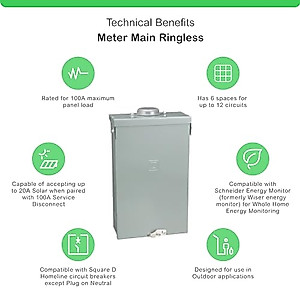 Square D by Schneider Electric HOM612L100SCP Homeline 100 Amp 6-Space 12-Circuit Indoor Surface, No Size, No Color