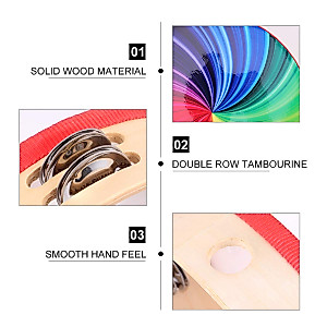 8 Inch Double Row Tambourine Fashionable Beating Drum for Adult and Children (Rainbow Color)