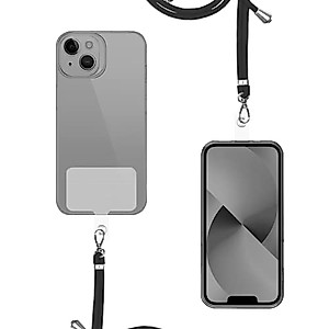TEC 5 Pieces Universal Cell Phone Lanyards Adjustable Detachable Nylon Neck Crossbody Lanyard Dark Colors (Black, Gray, Navy Blue, Green & Red) 5 Pieces Transparent Card Pads for Most Smartphones