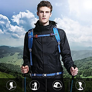 CAMEL CROWN Men's Lightweight Rain Jacket Waterproof Raincoat Windbreaker Hooded Active Outdoor Shell Jacket for Hiking Work (New Black, XXL)