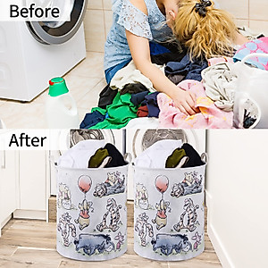 Winnie Storage Basket, Nursery Large Hamper Canvas Laundry Basket Foldable With Waterproof Pe Coating,For Kids Boys And Girls, Bathroom, Bedroom, Clothes,Toy Bin