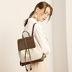 Kattee Genuine Leather Backpack Purse for Women Fashion Rucksack Ladies School Shoulder Bag Medium Size Adjustable Straps