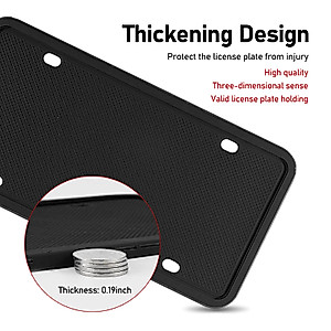 GKmow 1 PC Car Silicone License Plate Frame, 12.2In x 6.3In Waterproof Rust-Proof Does Not Hurt Car Paint License Plate Holder, Universal American Car License Plate Bracket (Black)