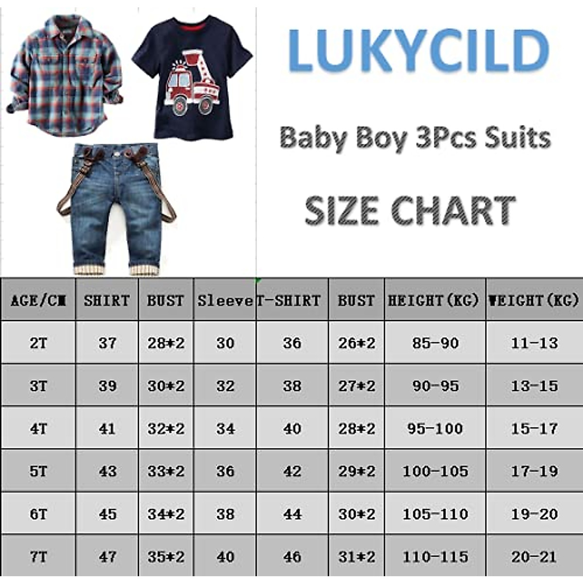 LUKYCILD 3T Boy Clothes Baby Boy Clothes Toddler Boy Clothes