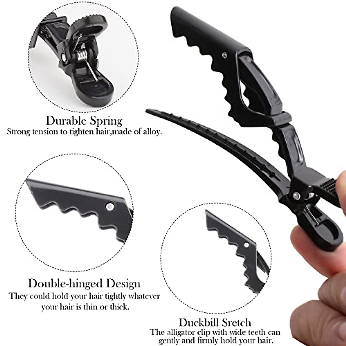 ACO-UINT 24 Pcs Black Professional Alligator Hair Clips for Hair Salon, Hair Styling Clips for Women