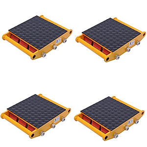 4 Pcs Heavy Duty Machine Dolly Skate Machinery Roller Mover 15t 33000lbs Capacity Cargo Trolley 9 rollen Skates Industrial Machinery Mover Rotating Roller All-steel Construction