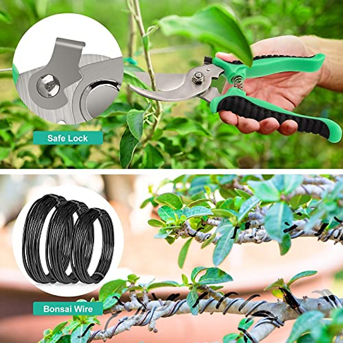 SEBIDER Bonsai Tree Kit Bonsai Tools Set Succulent Kit 16PCS Garden Hand Tool Set Include Pruning Shears, Carbon Steel Bonsai Scissors, Bonsai Starter Kit Gardening Trimming Tools
