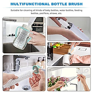 WHNL Electric Bottle Brush, 4 Piece Bottle Brush Set with Baby Bottle Brush Cleaner, Nipple Brush, Pacifier Cleaner, Straw Cleaner Brush, Gifts for Newborns and Mothers, White