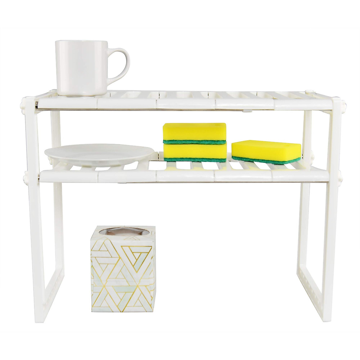 HOME-X Under Sink Storage Shelf, Expandable Cabinet Organizer for Kitchen - Expands16” to 26”