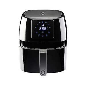 MasterChef Air Fryer 4.75 Qt Compact Airfryer with Digital Display, 7 Simple Cooking Presets & Fully Adjustable Temperature, Easy Clean Detatchable Basket, 1400W, 4.5 Liter, For 2-4 People, Black