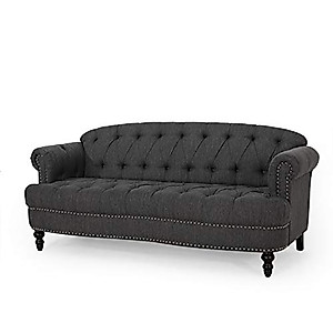 Christopher Knight Home Tracy Contemporary Deep Tufted Sofa with Nailhead Trim, Charcoal
