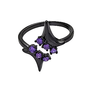 Local Eclectic Ring Index Finger Open Four Pointed Star Ring Creative Ring Jewelry Birthday Proposal Gift Bridal Engagement Party Ring (Black, One Size)