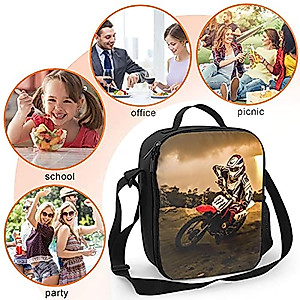 Nerxy Insulated Dirt-Bike Motocross Lunch Cooler Tote Bag Lightweight Motorcycle Reusable Thermal Lunch Bags Motorcyclist Food Container for Boys Men Girls