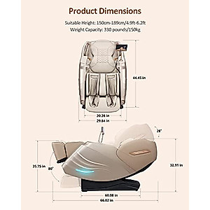 RELX Massage Chair Full Body Zero Gravity SL-Track Shiatsu Massage Chair, 12 Modes, Airbag Massage, with Yoga Stretch, Foot Massage, AI Control（Cream）