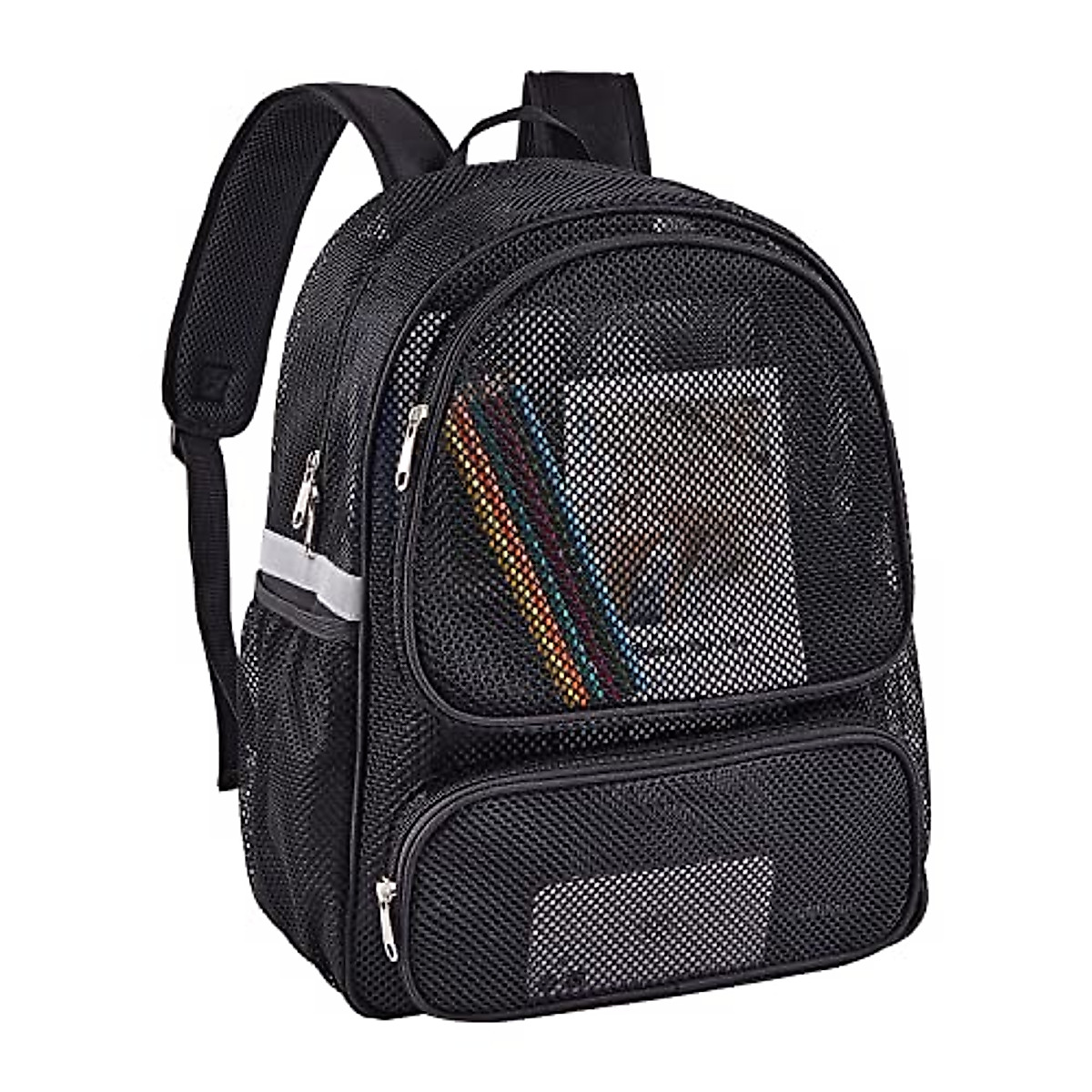 COVAX Heavy Duty Mesh Backpack, See-through Large Mesh Backpack for Men Women, Lightweight Mesh Daypack with Reflective Stripes for Work, Sports Equipment