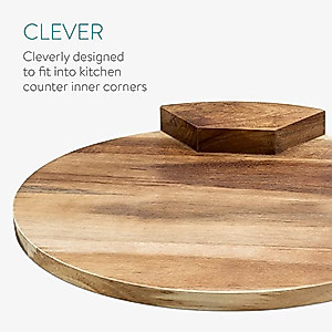 Navaris Corner Countertop Cutting Board - 12.6" x 16.5" Acacia Wood Round Cutting Board - Space Saving Chopping Board for Kitchen Counter Corners
