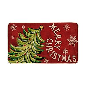 Artoid Mode Xmas Tree Merry Christmas Doormat, Snowflake Winter Home Decor Low-Profile Switch Rug Door Mat Floor Mat for Indoor Outdoor 17x29 Inch