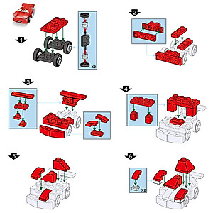 12 Pack 3" Large Filled Easter Eggs with Stem Toy Cars Kids Easter Basket Stuffers Plastic Surprise Egg Building Blocks 6 in 1 Transform Construction Vehicle Easter Toy Boys Girl Egg Hunt