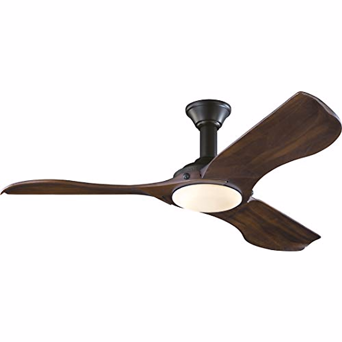 Monte Carlo 3MNLR56BKD-V1 Minimalist Mid-Century Energy Star 56" Outdoor Ceiling Fan with LED Light and Remote, 3 Hand Carved Balsa Wood Blades, Matte Black