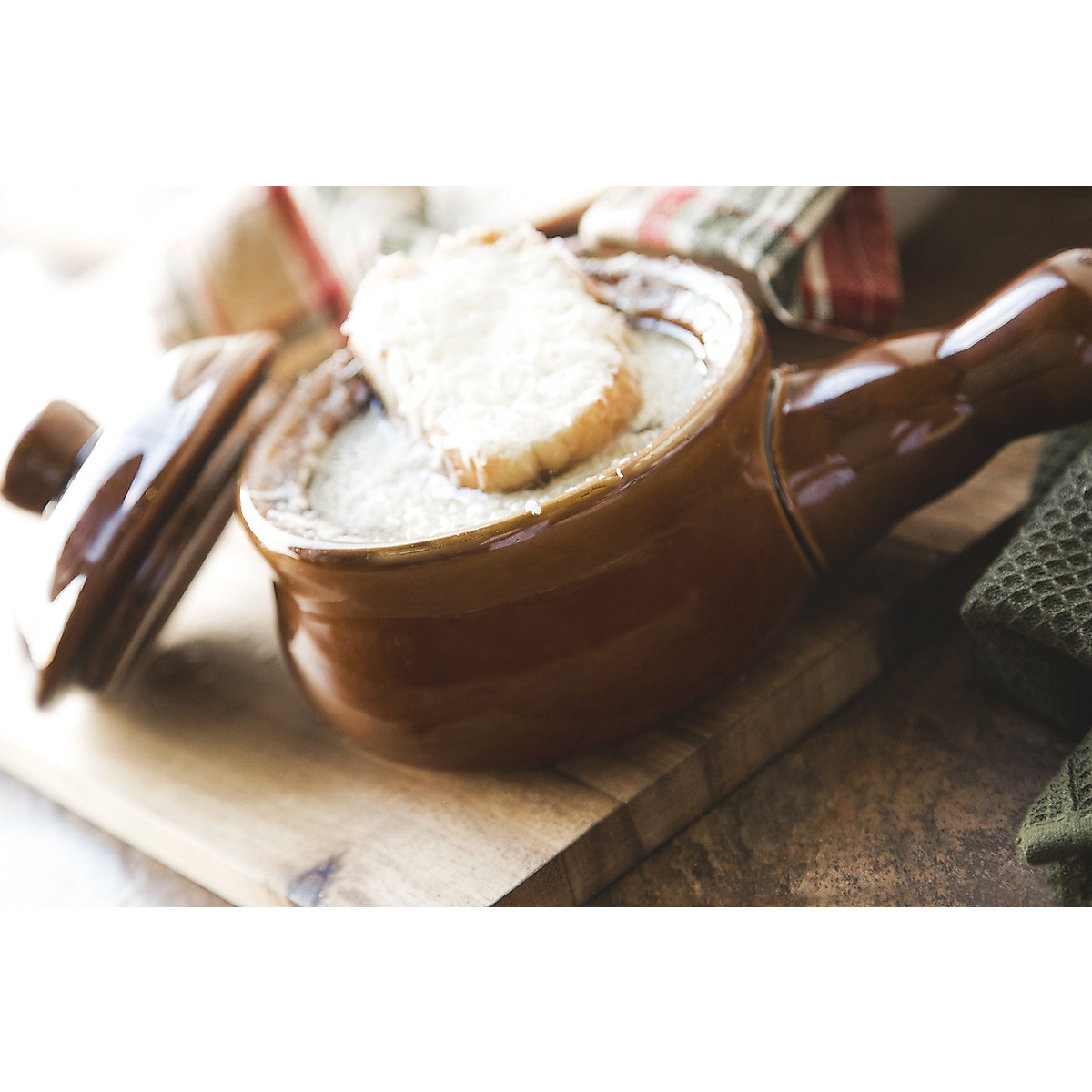 Fox Run 349 Run French Onion Soup Bowl with Lid, 4.75 x 7.75 x 4 inches, Brown