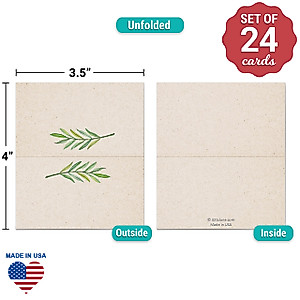 321Done Green Leaves Place Cards, Made in USA - 3.5x2 Tan, Blank Place Cards for Weddings Name Cards for Table Settings Seating Charts for Dinner Party Wedding Reception Buffet Greenery - Set of 24