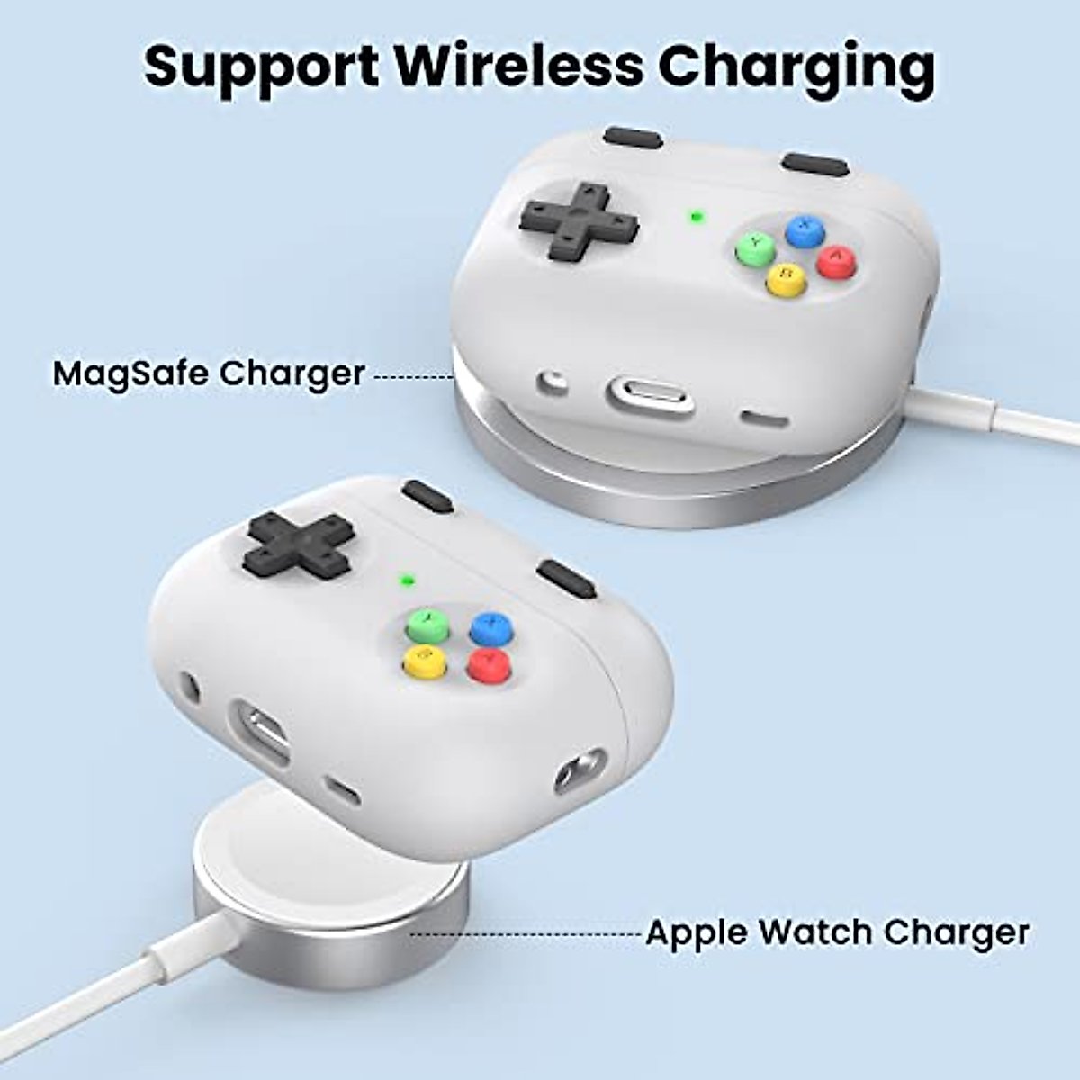 Delidigi Compatible for AirPods Pro 2 Case (USB-C/Lightning) Cover Retro Handheld Game Console Design Silicone Protective Case with Lanyard Keychain Compatible with AirPods Pro 2nd Generation
