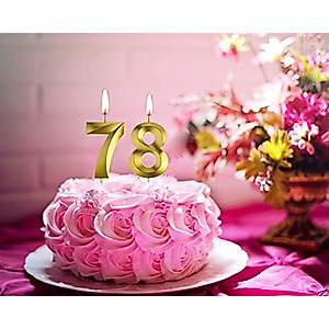 Gold 78th & 87th Birthday Candles,Gold Number 78 87 Cake Topper for Birthday Decorations Party Decoration