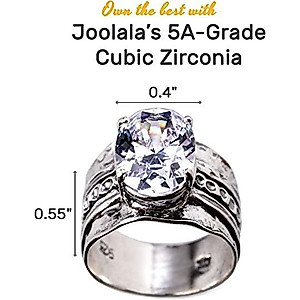 Joolala Cubic Zirconia Sterling Silver Women's Ring - 925 Silver Ring for Woman - Faceted Cubic Zirconia CZ Cut, Prongs Setting, Anniversary Engagement Ring (7)