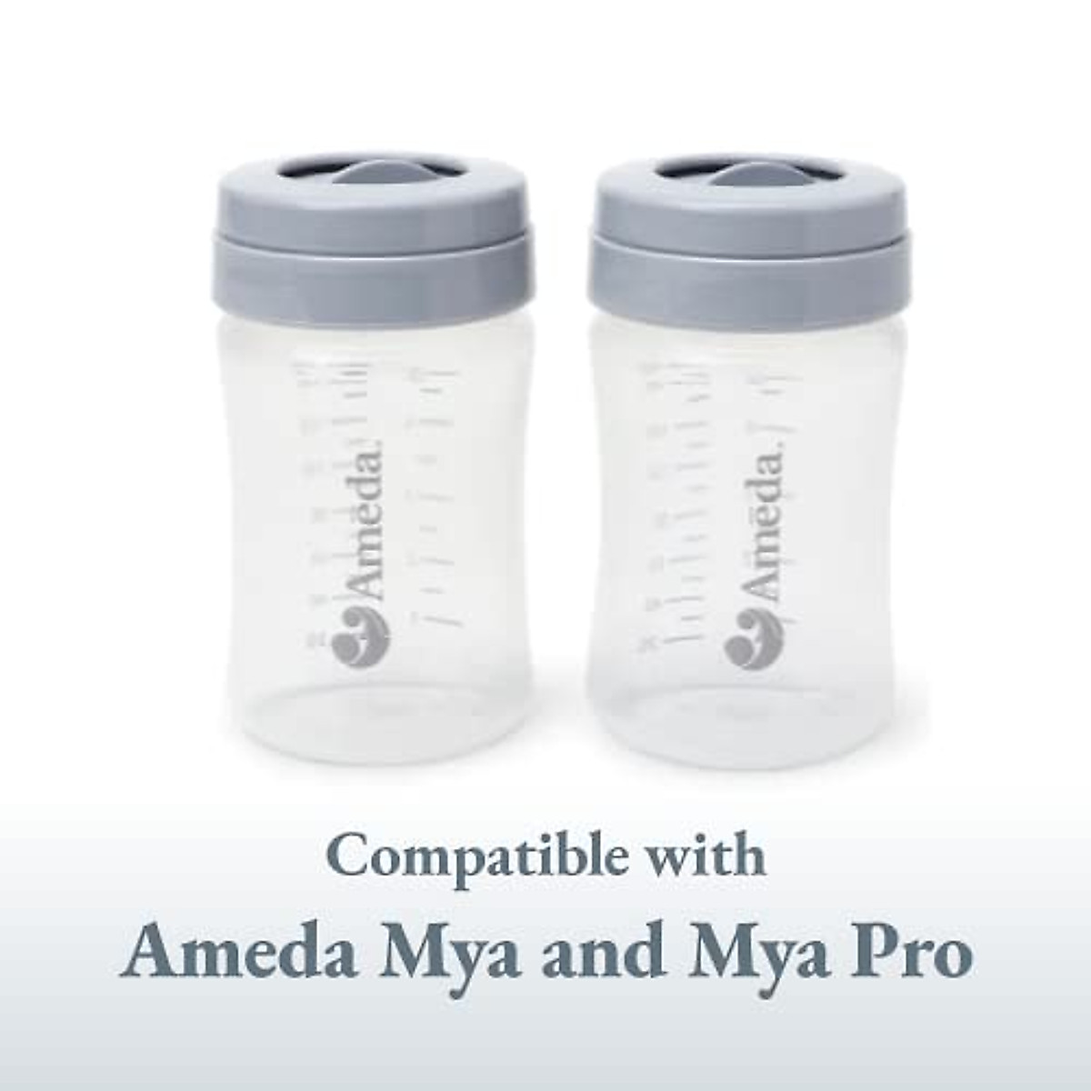 Ameda MYA Replacement Bottles with Locking Caps & Rings, Storage Bottle, Baby Essentials, Breastfeeding Supplies, 2 Count