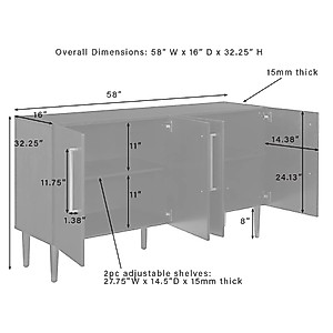 Crosley Furniture Everett Mid-Century Modern Sideboard, Mahogany