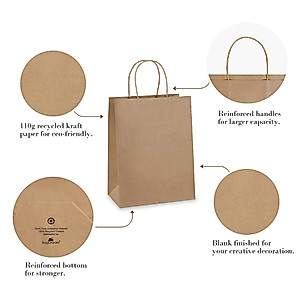 Paper Bags 8x4.75x10.5 100Pcs BagDream Gift Bags, Shopping Bags, Kraft Bags, Retail Bags, Party Bags, Brown Paper Bags with Handles Bulk