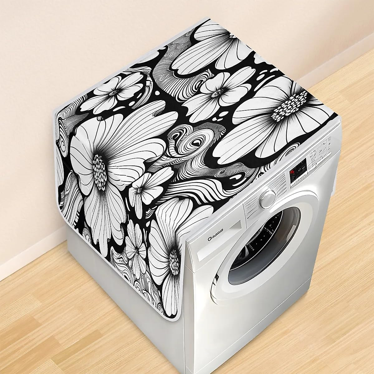 Shoblo Retro Daisy Washer and Dryer Covers for the Top Dustproof Washing Machine Cover Washer Dryer Top Protector for Laundry Kitchen