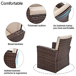 Walsunny Quality Outdoor Living,Outdoor Patio Furniture Sets,4 Piece Conversation Set Wicker Ratten Sectional Sofa with Seat Cushions (Brown)