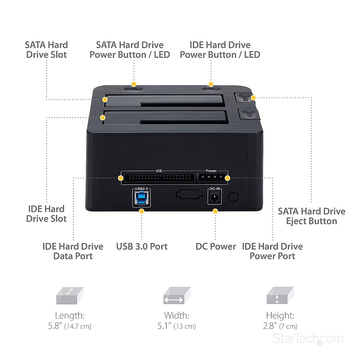 StarTech.com USB 3.0 to IDE SATA Hard Drive Docking Station for 2.5/3.5" Hard Drive - SuperSpeed Hard Drive Dock (UNIDOCK3U)