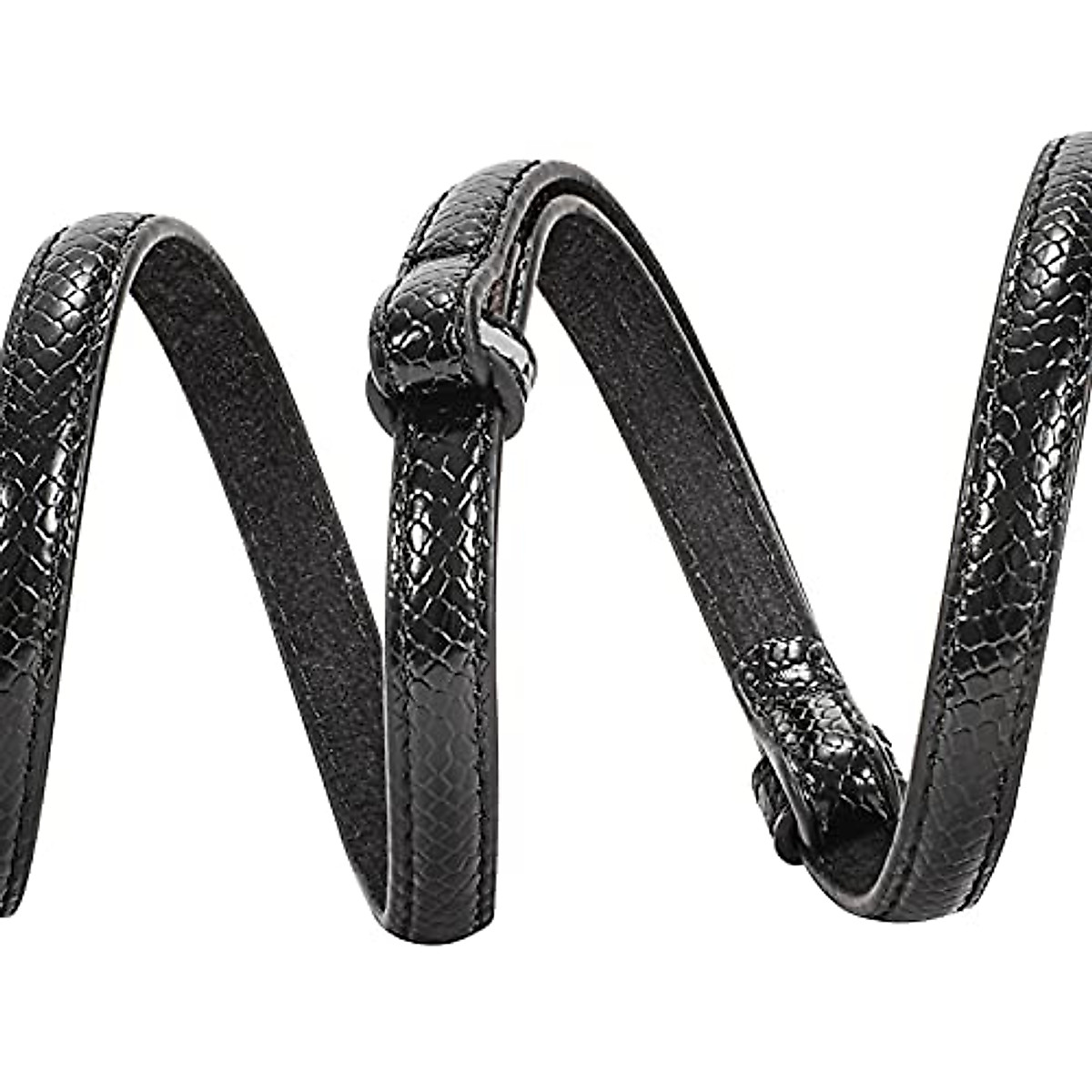 WHIPPY 4 Pack Women Skinny Leather Belt Adjustable Fashion Dress Belt Thin Waist Belts for Ladies Girls(Black Brown White Gray)