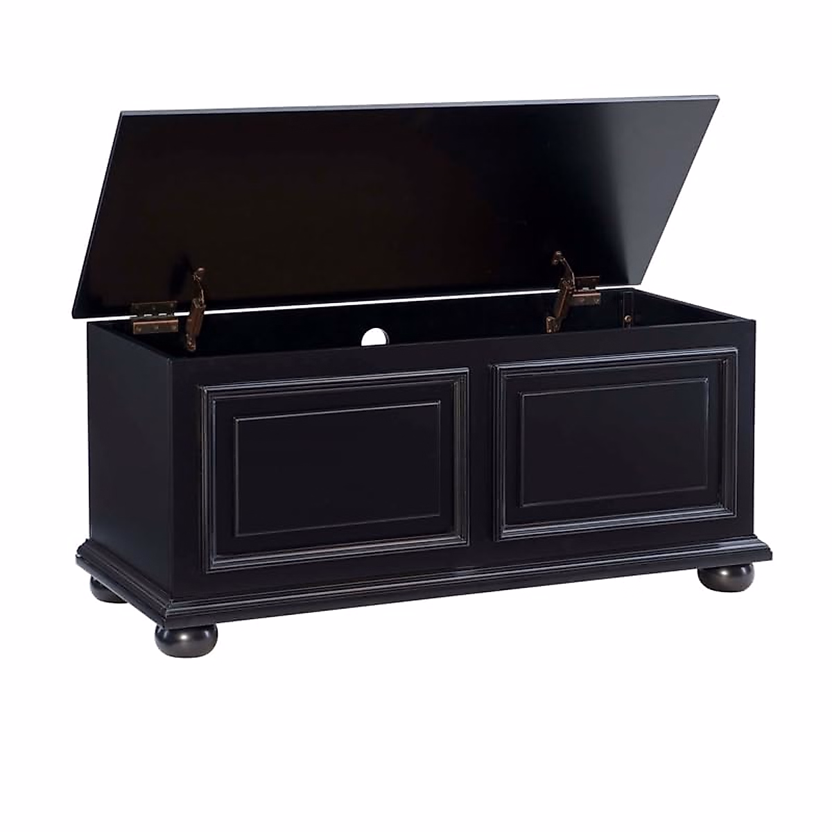 Linon Chadwick Classic Cedar Lined Chest Raised Panels Bun Feet in Black